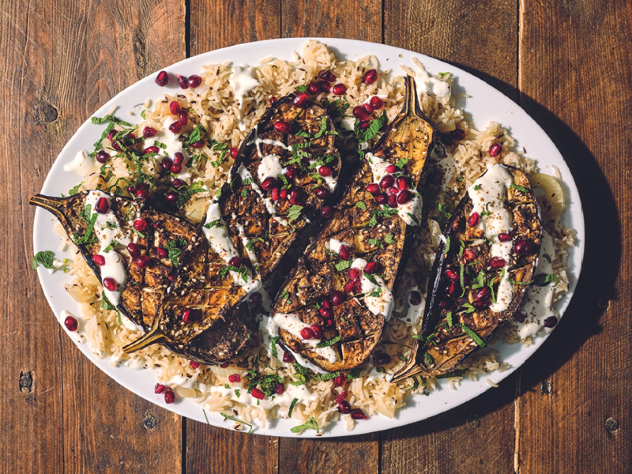 Za atar Roast Aubergine with Cumin Rice | Living North