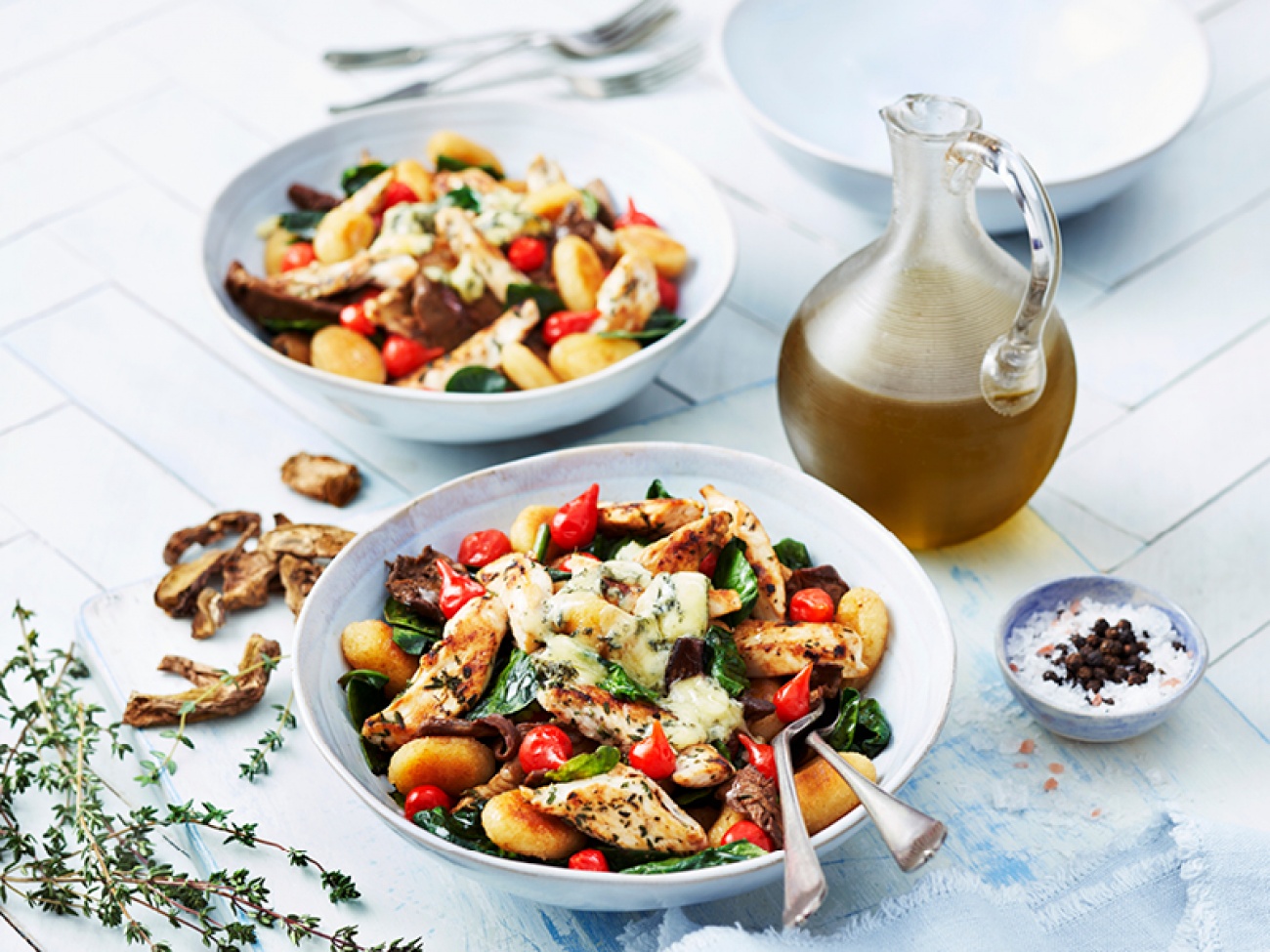 Pan-Fried Gnocchi with Chicken, Porcini and Blue Cheese | Living North