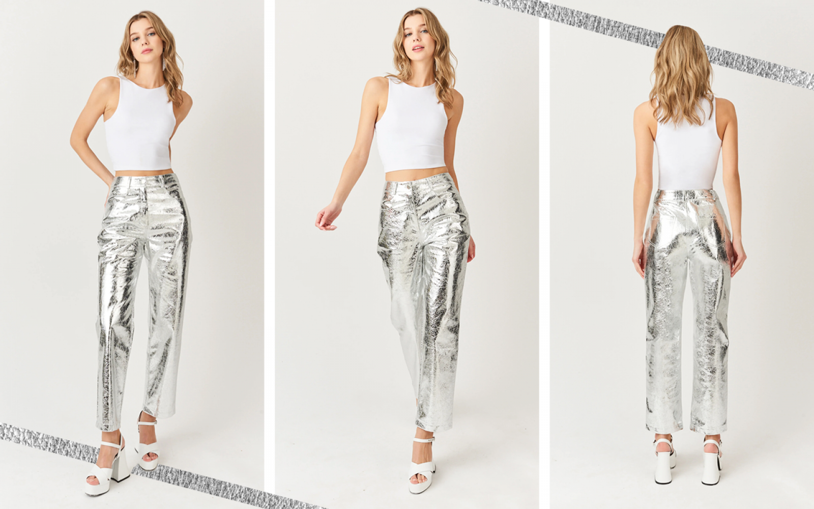 Silver Trousers from Karen Millen, Zara and Whistles | Living North
